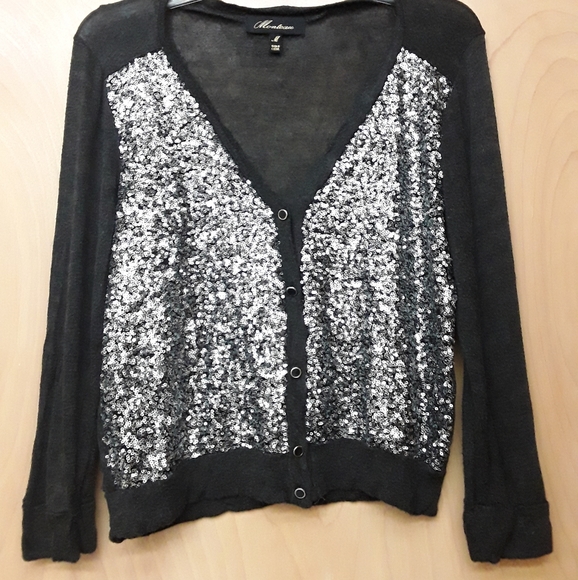 Monteau | Sweaters | Grey Sparkly Button Cardigan Sweater Top M | Poshmark